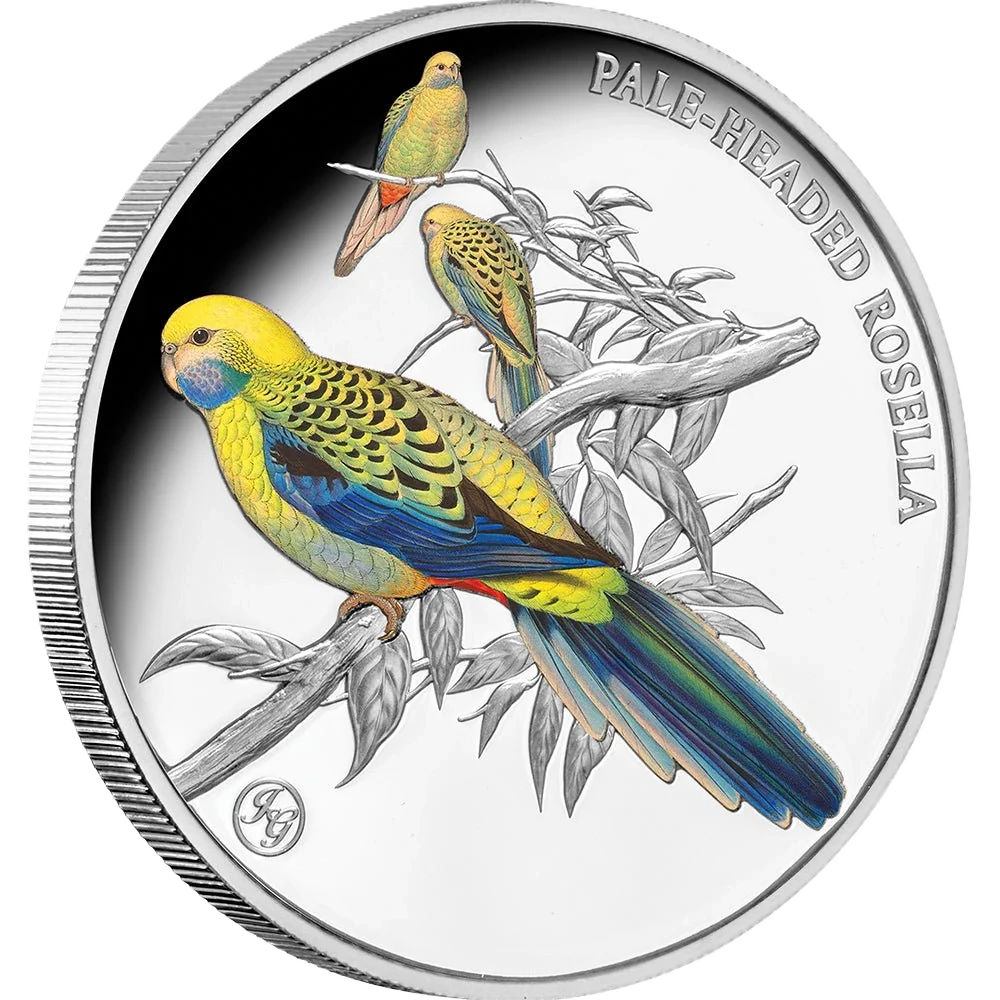 2026 Niue Birds of Australia Pale-headed Rosella 1oz Silver Coloured P ...